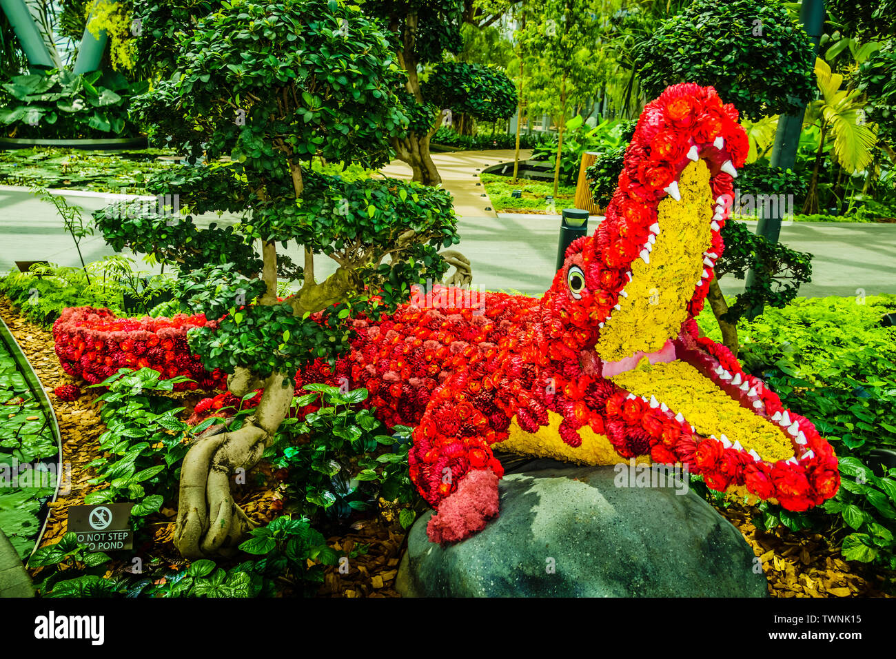 Singapore - Jun 11, 2019: Topiary Walk in Jewel. Jewel Changi Airport ...