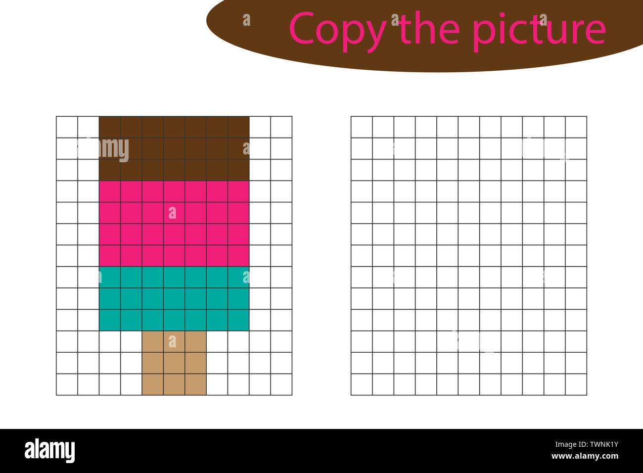 Copy the picture, pixel art, ice cream cartoon, drawing skills training ...