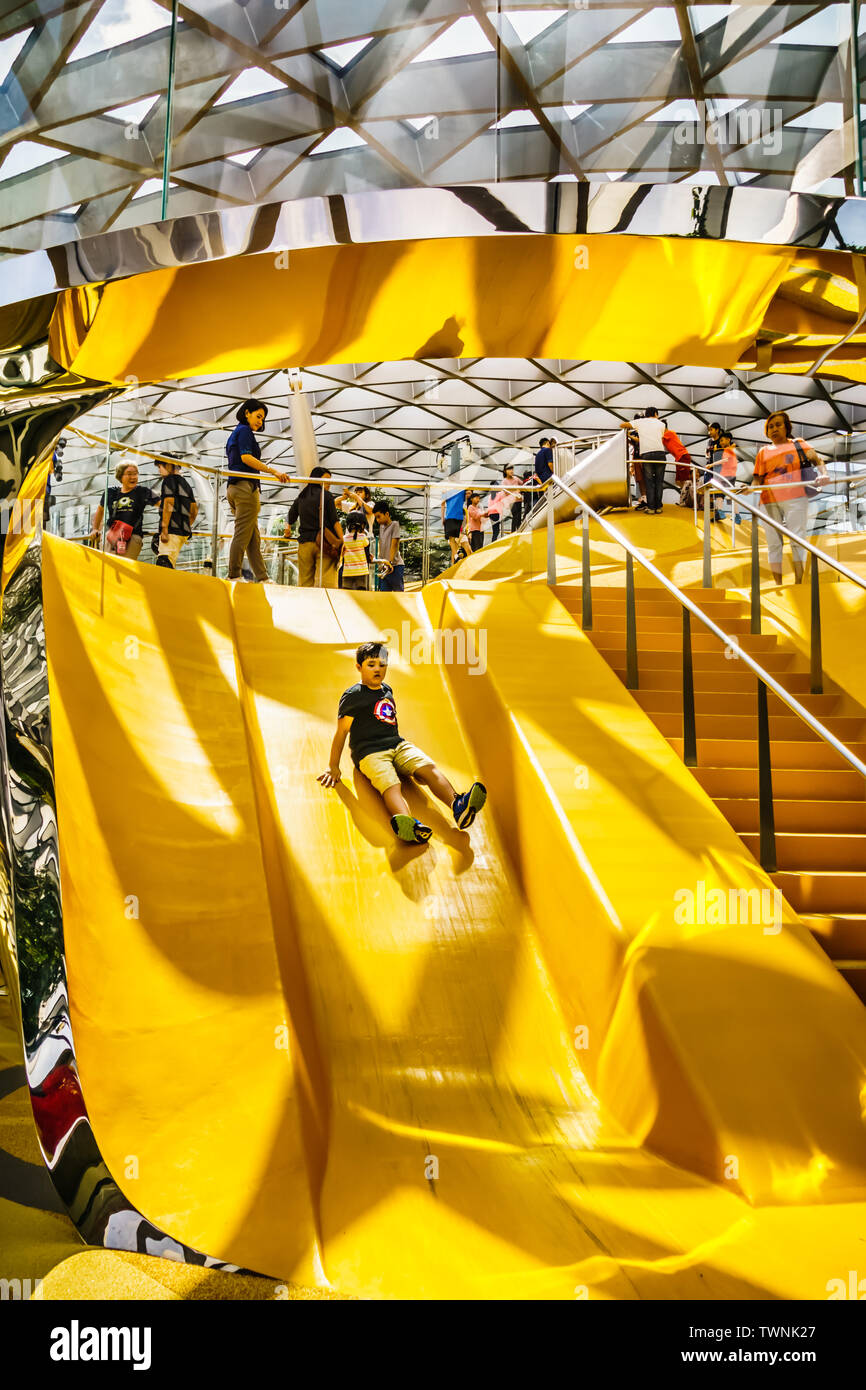 Singapore - Jun 11, 2019: Discovey Slides is a viewing deck, and giant ...