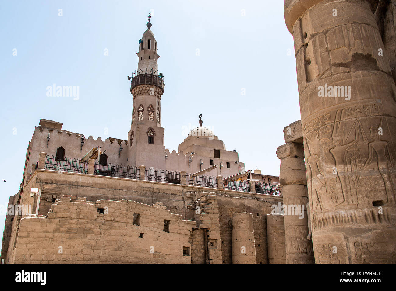 Church and Muslim Mosque Tower religion Symbols in Luxor temple Stock ...