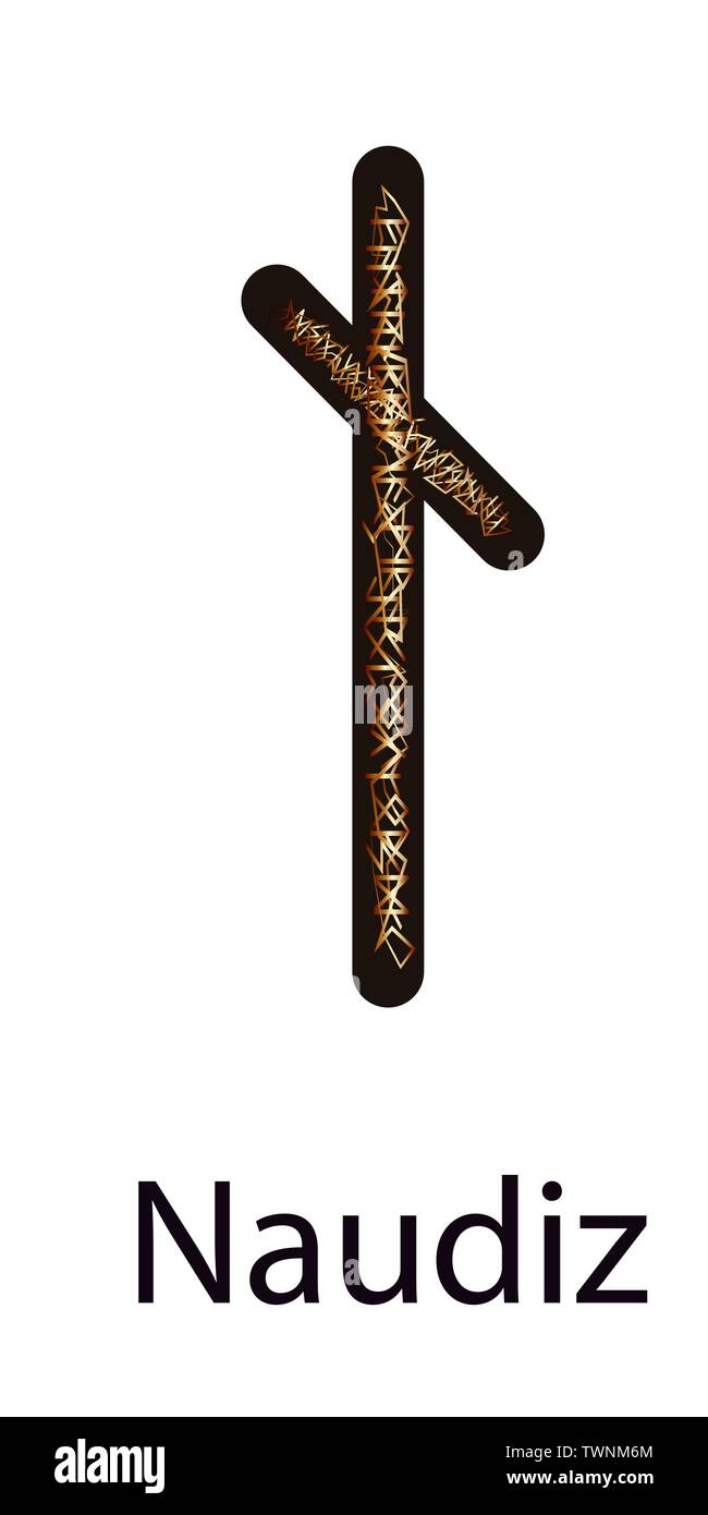 Rune Naudiz.Vertical projection. Scandinavian. Elegant gold stamping on ...