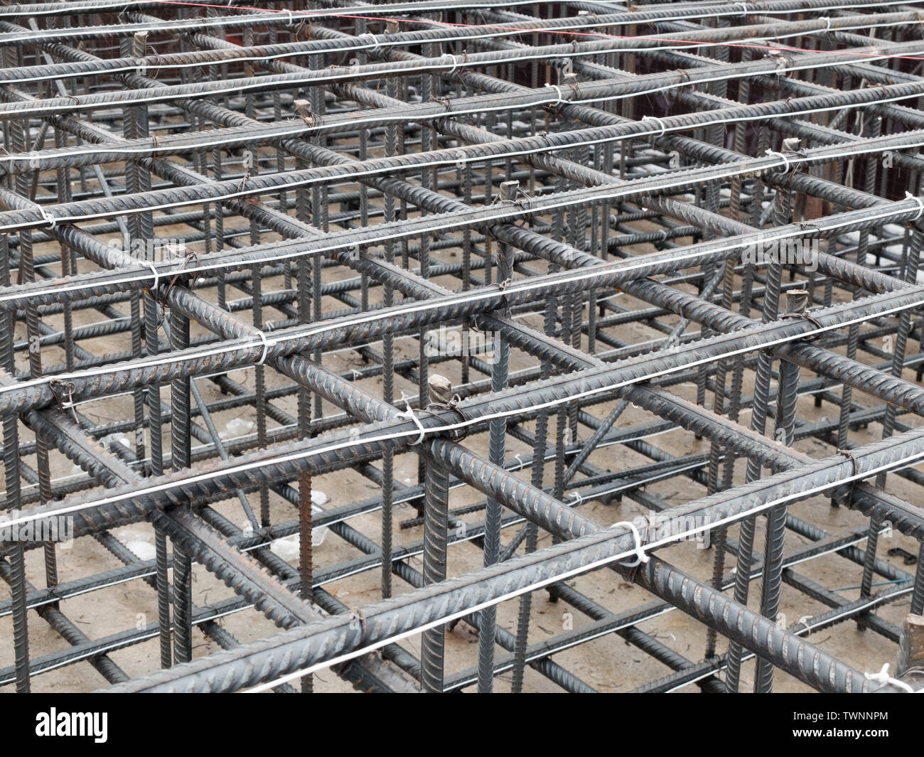 Steel grid of residential building footing reinforcement Stock Photo ...
