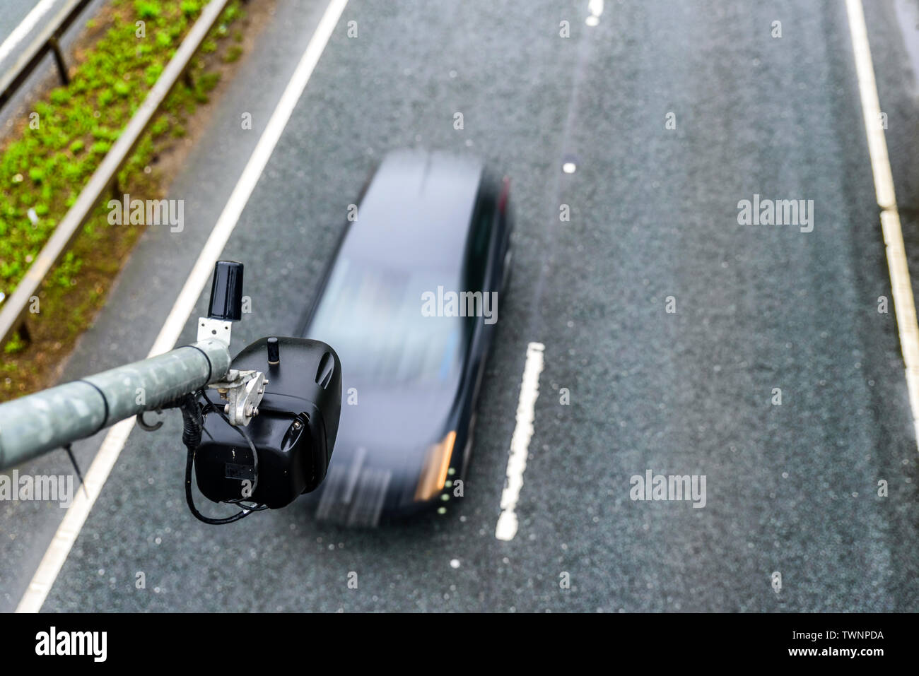 average speed traffic monitor camera over UK Motorway Stock Photo - Alamy