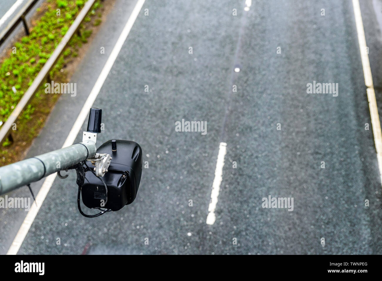 average speed traffic monitor camera over UK Motorway Stock Photo - Alamy