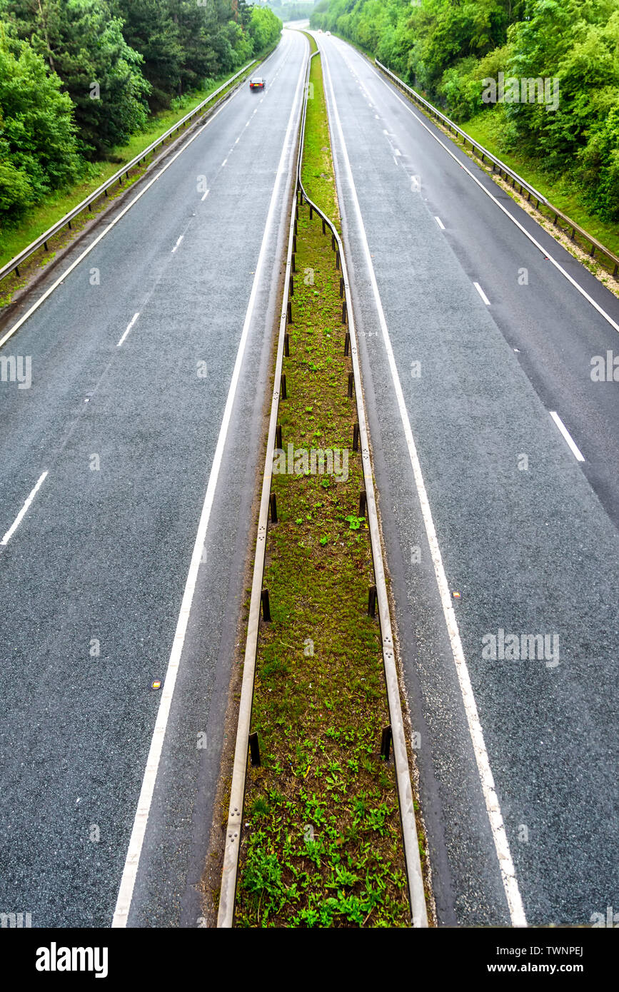 empty uk motorway on a rainy cloudy day Stock Photo - Alamy