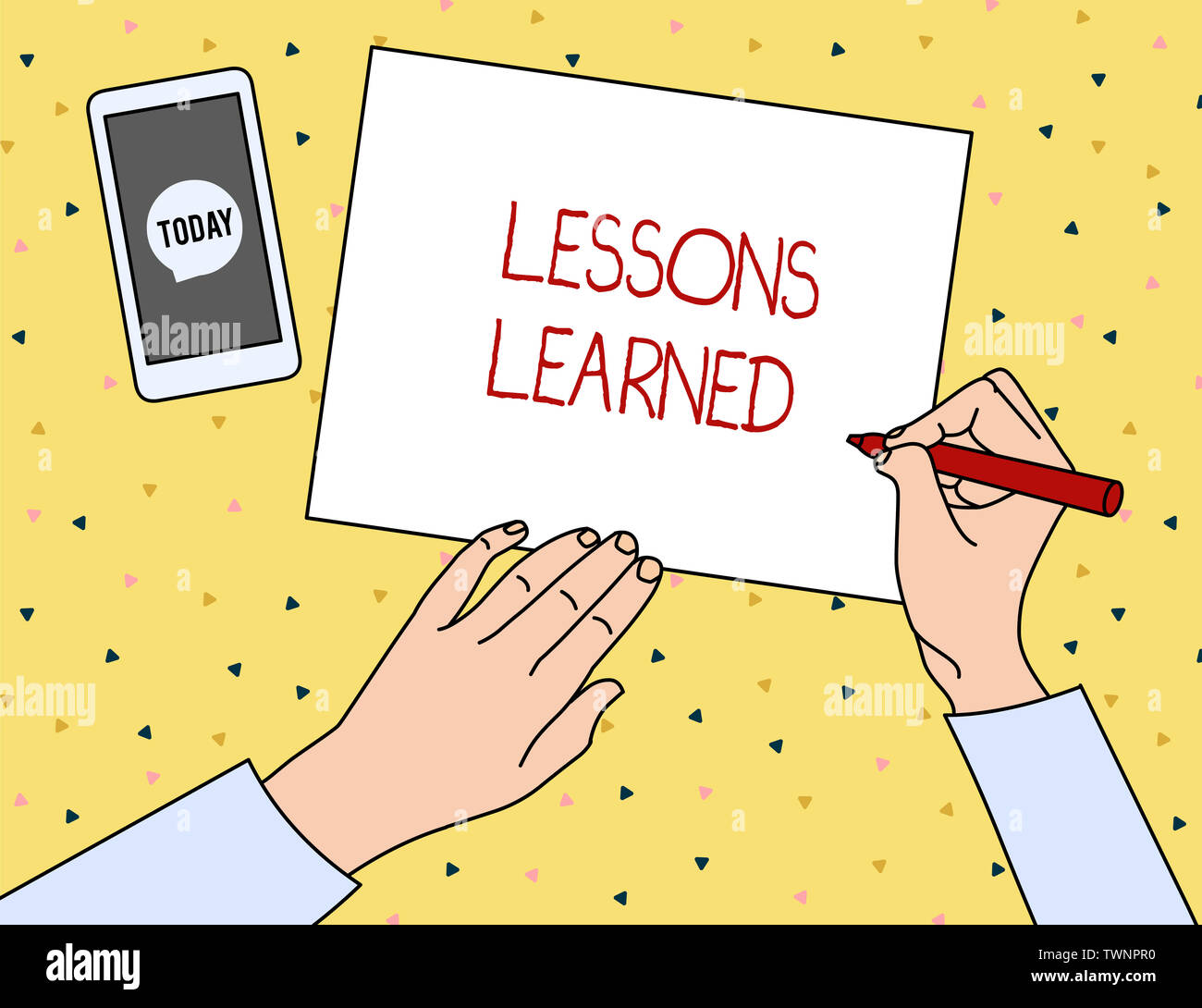 Conceptual hand writing showing Lessons Learned. Concept meaning the knowledge or understanding ...