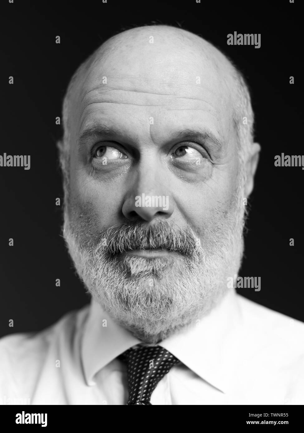 Mature worker smiling Black and White Stock Photos & Images - Alamy