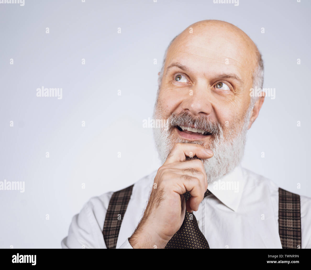 Man bald chin pensive hi-res stock photography and images - Alamy