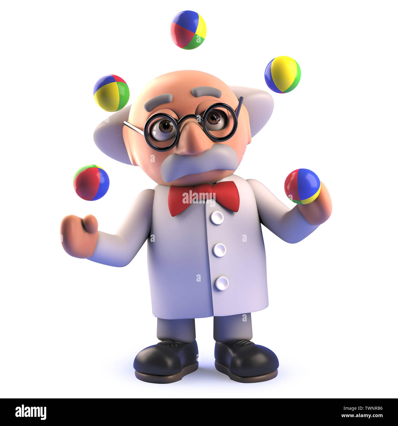 3d rendered image of a crazy mad scientist professor juggling balls in ...