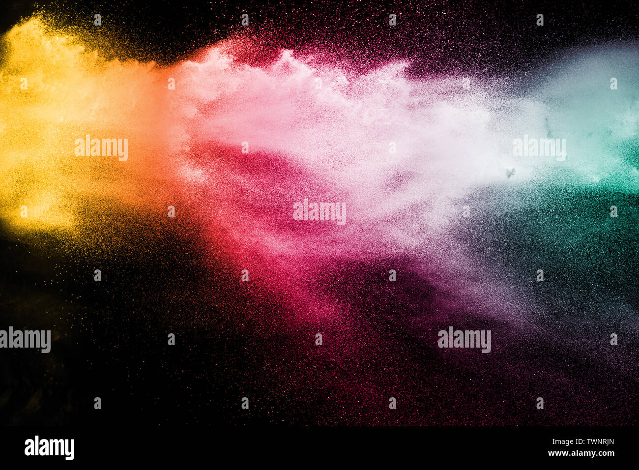 Explosion of color powder on black background. Splash of color powder ...