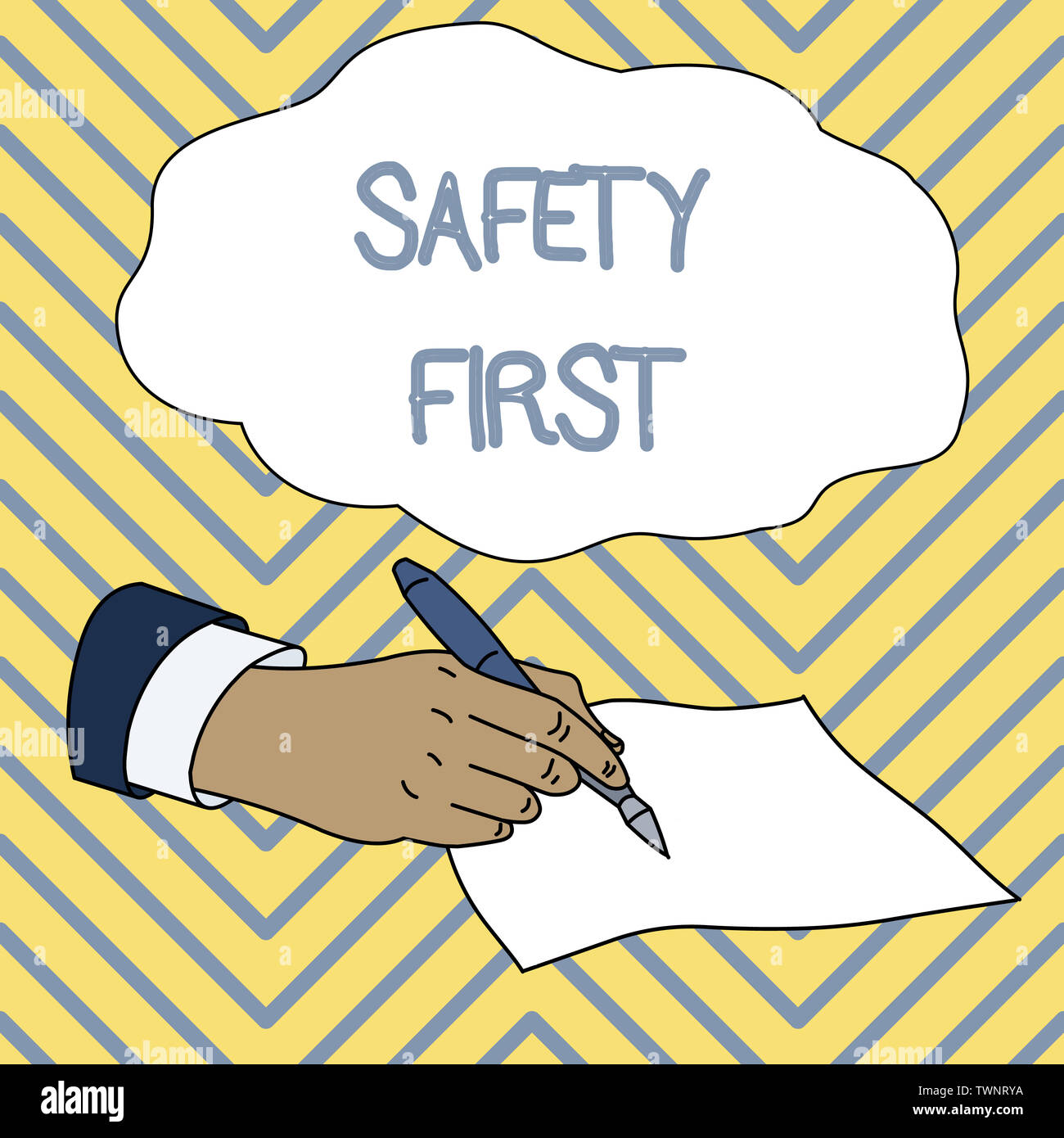 Conceptual hand writing showing Safety First. Concept meaning used to ...