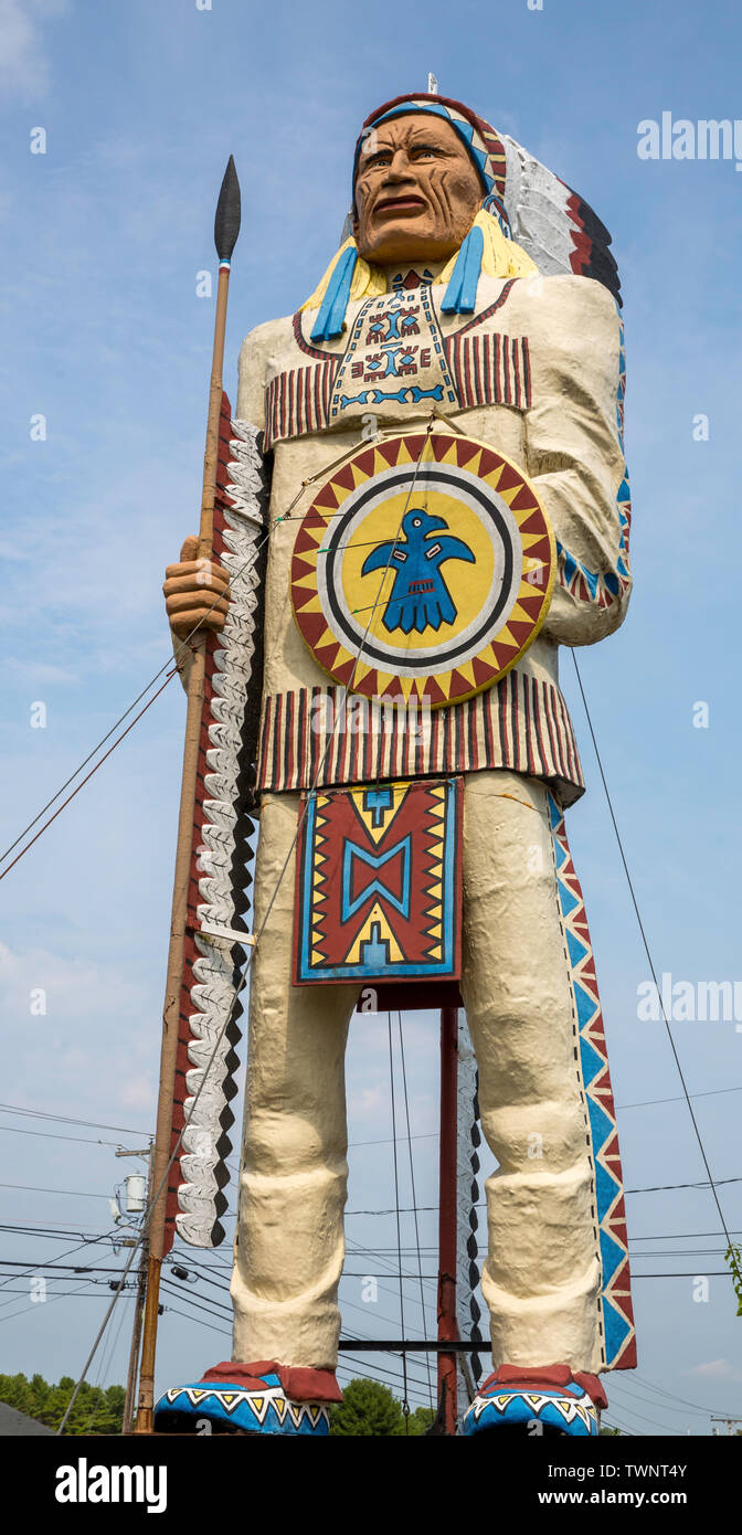 Portland, Maine, USA - 31st August 2014: Native American statue of a ...