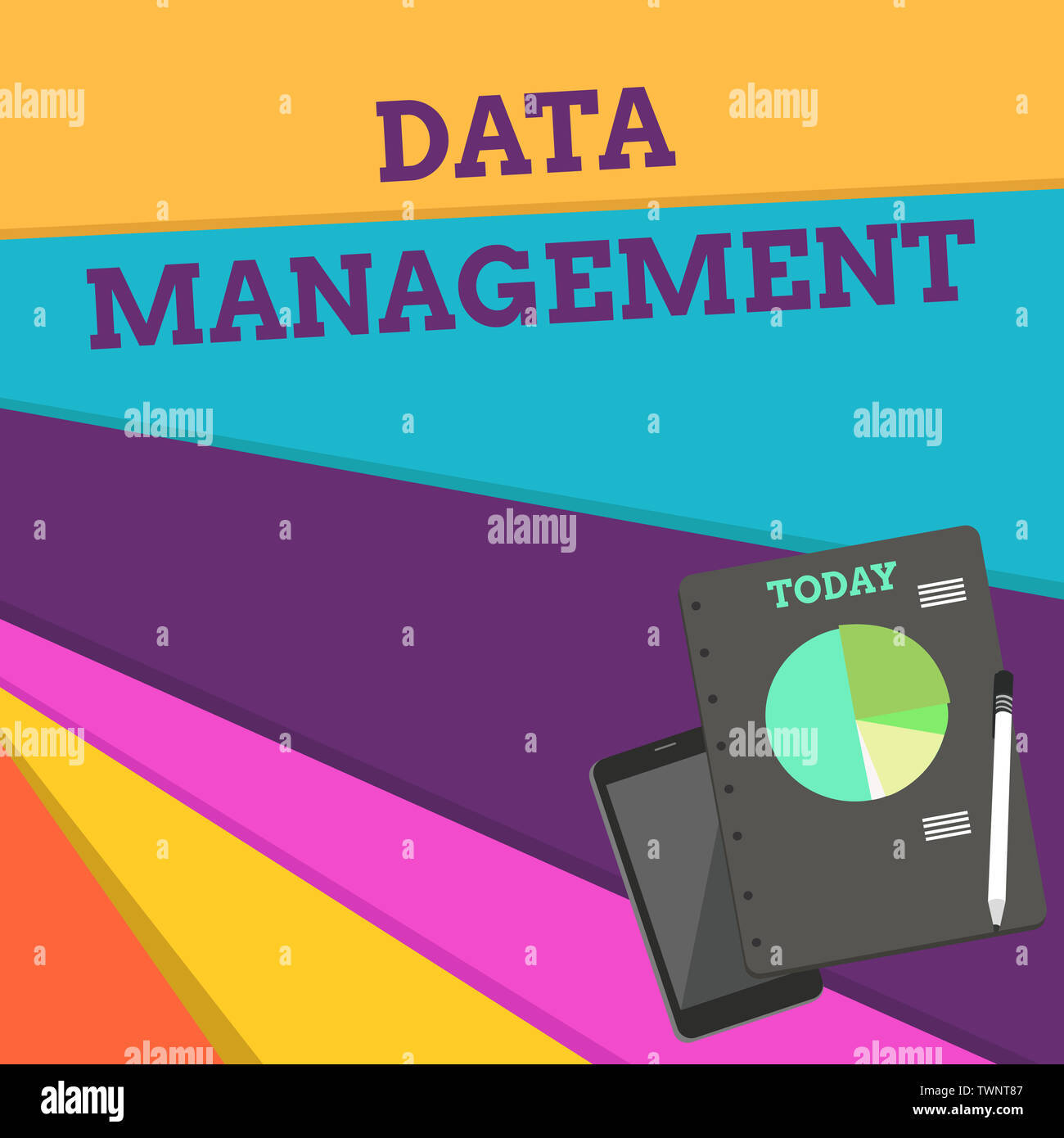 Handwriting text Data Management. Conceptual photo The practice of organizing and maintaining ...