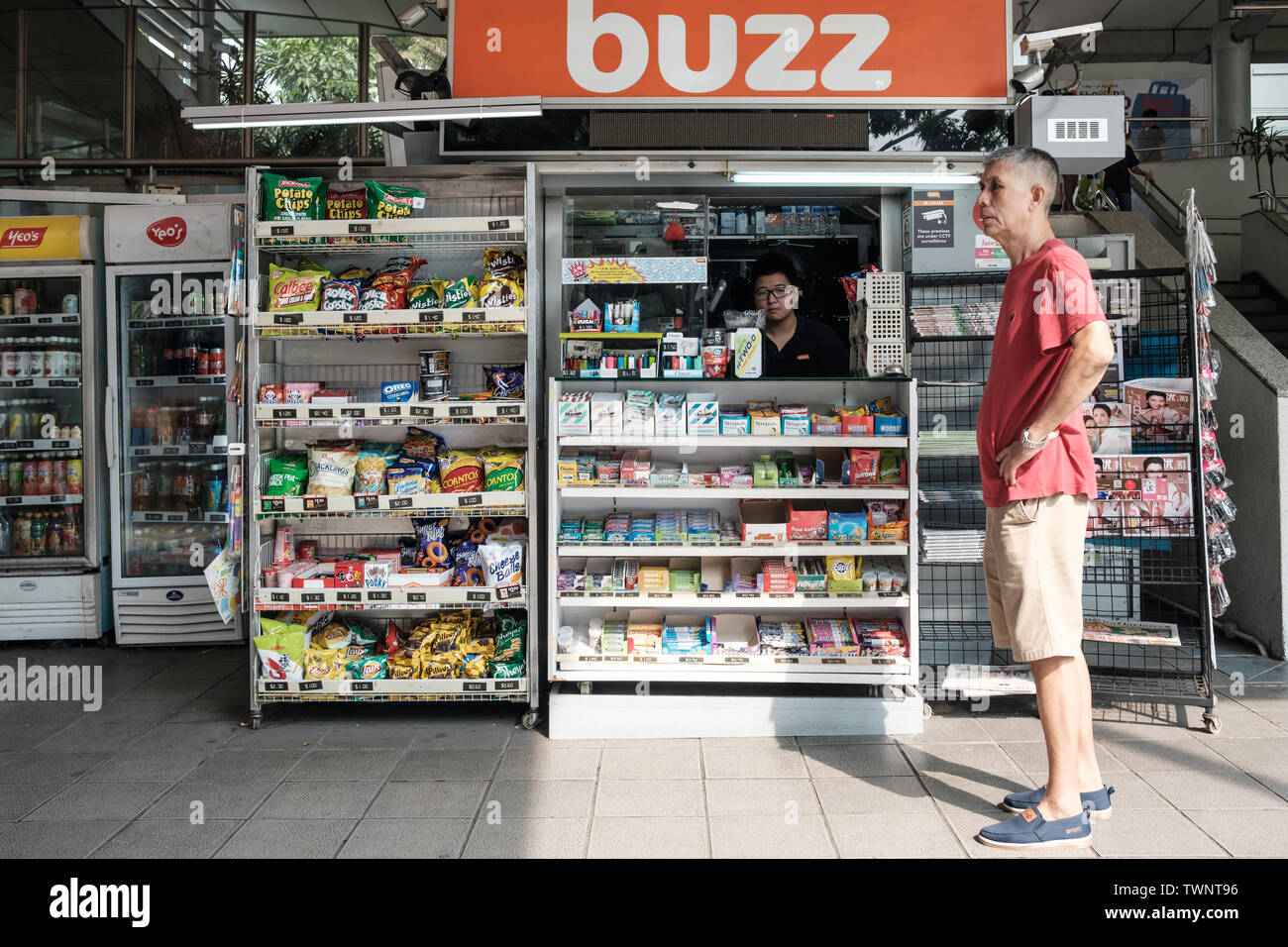 Singapore-04 MAY 2019:Singapore local retail Convenience store facade ...