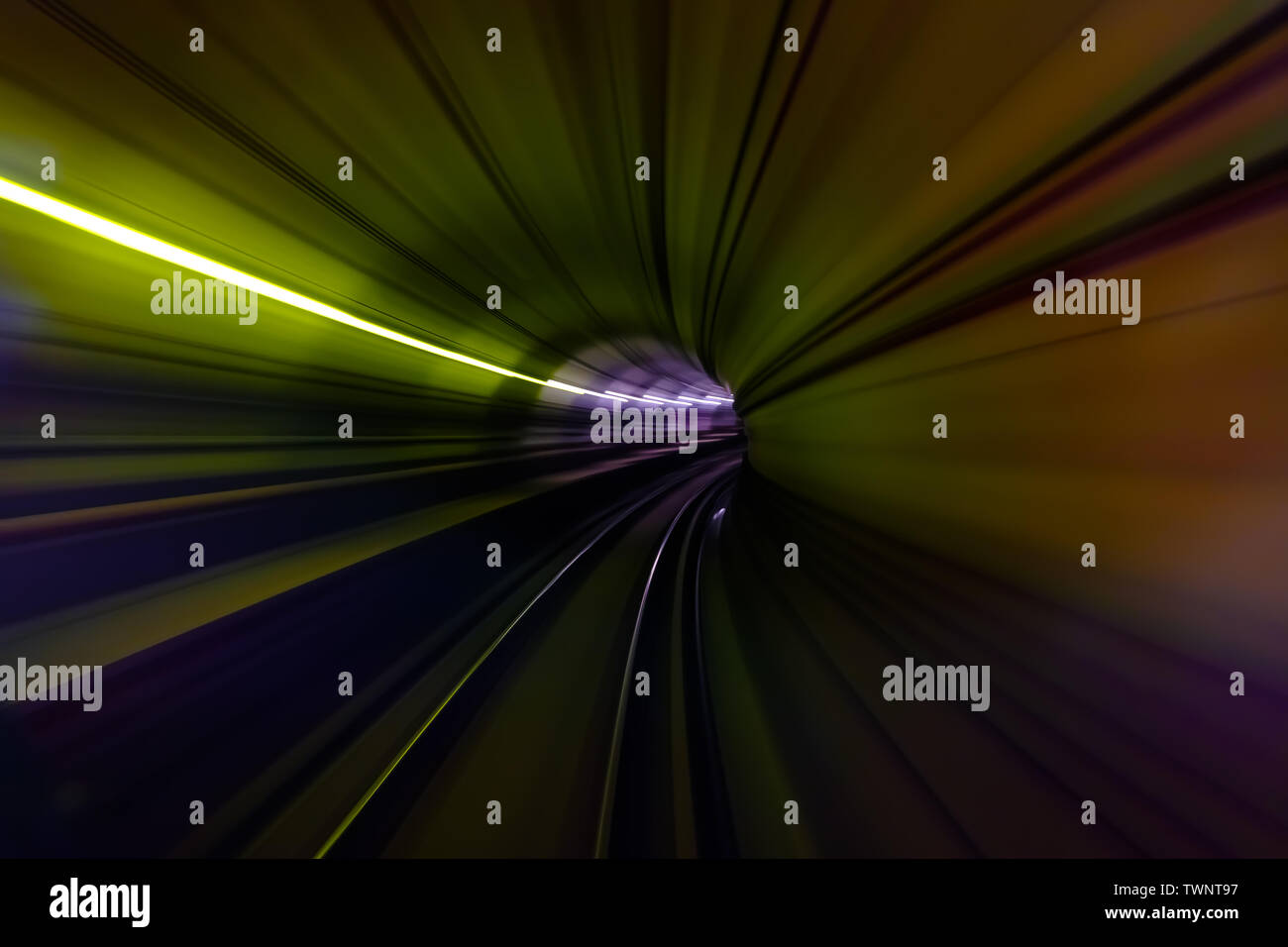 colorful light Tunnel of the subway blur motion view Stock Photo - Alamy