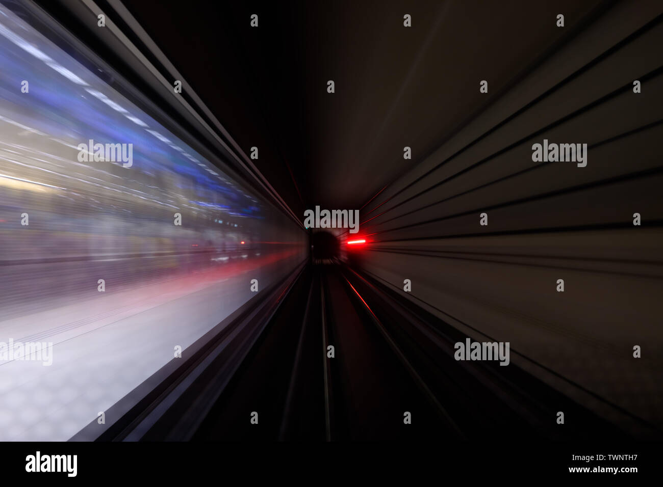 colorful light Tunnel of the subway blur motion view Stock Photo - Alamy