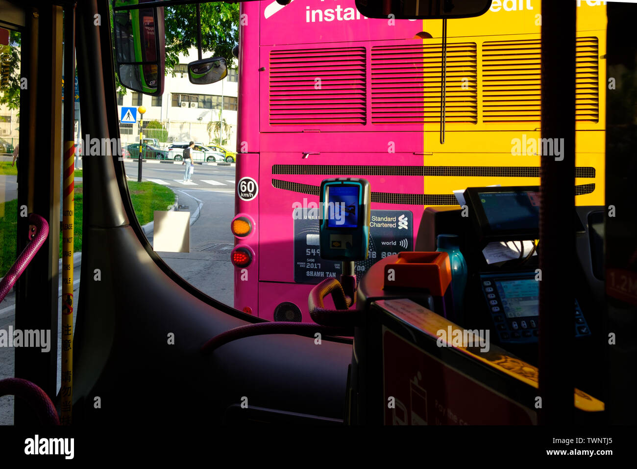 Singapore-17 MAY 2019:Singapore public bus inside tap card area Stock ...
