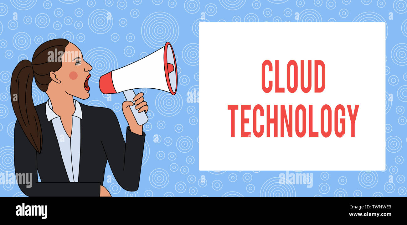 Conceptual hand writing showing Cloud Technology. Concept meaning storing and accessing data and ...