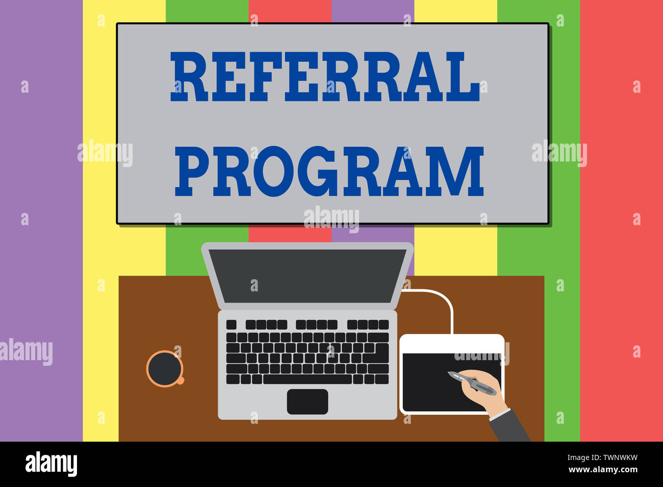 Text sign showing Referral Program. Business photo text employees are ...