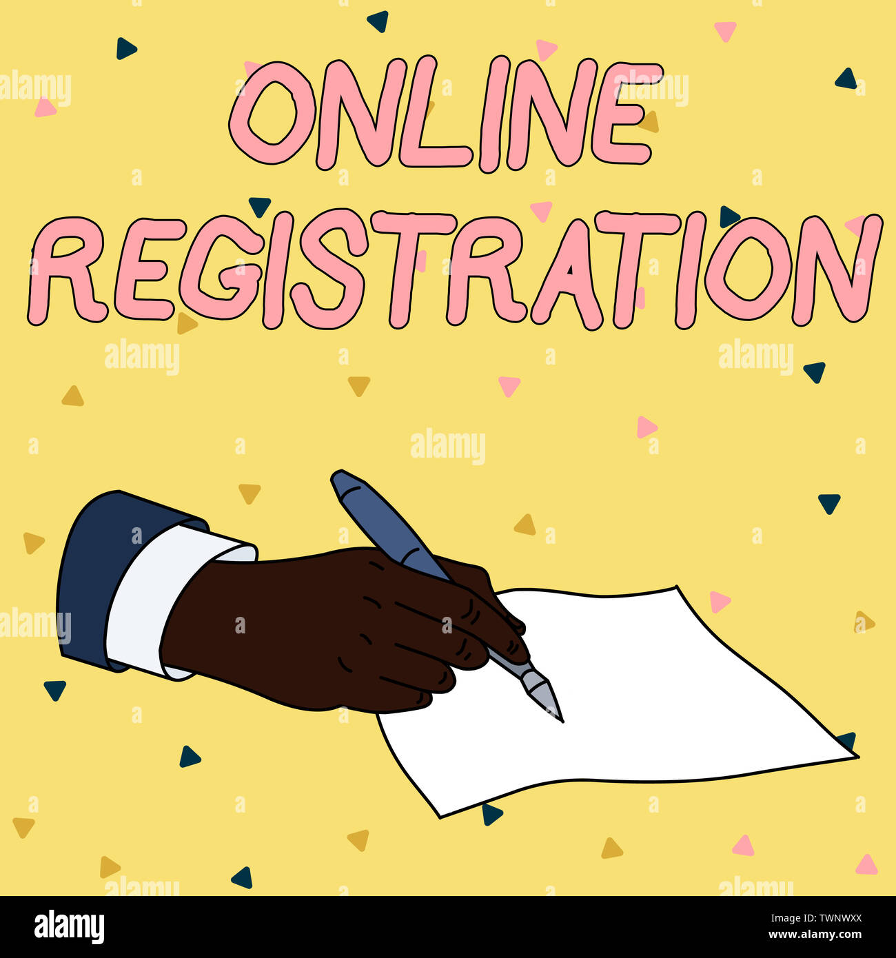 Handwriting text writing Online Registration. Conceptual photo System ...