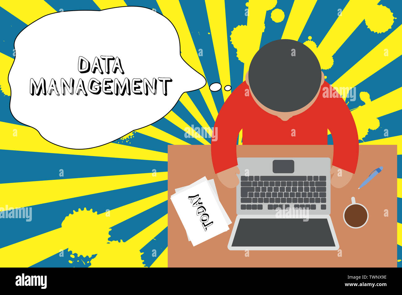 Writing note showing Data Management. Business concept for The practice ...