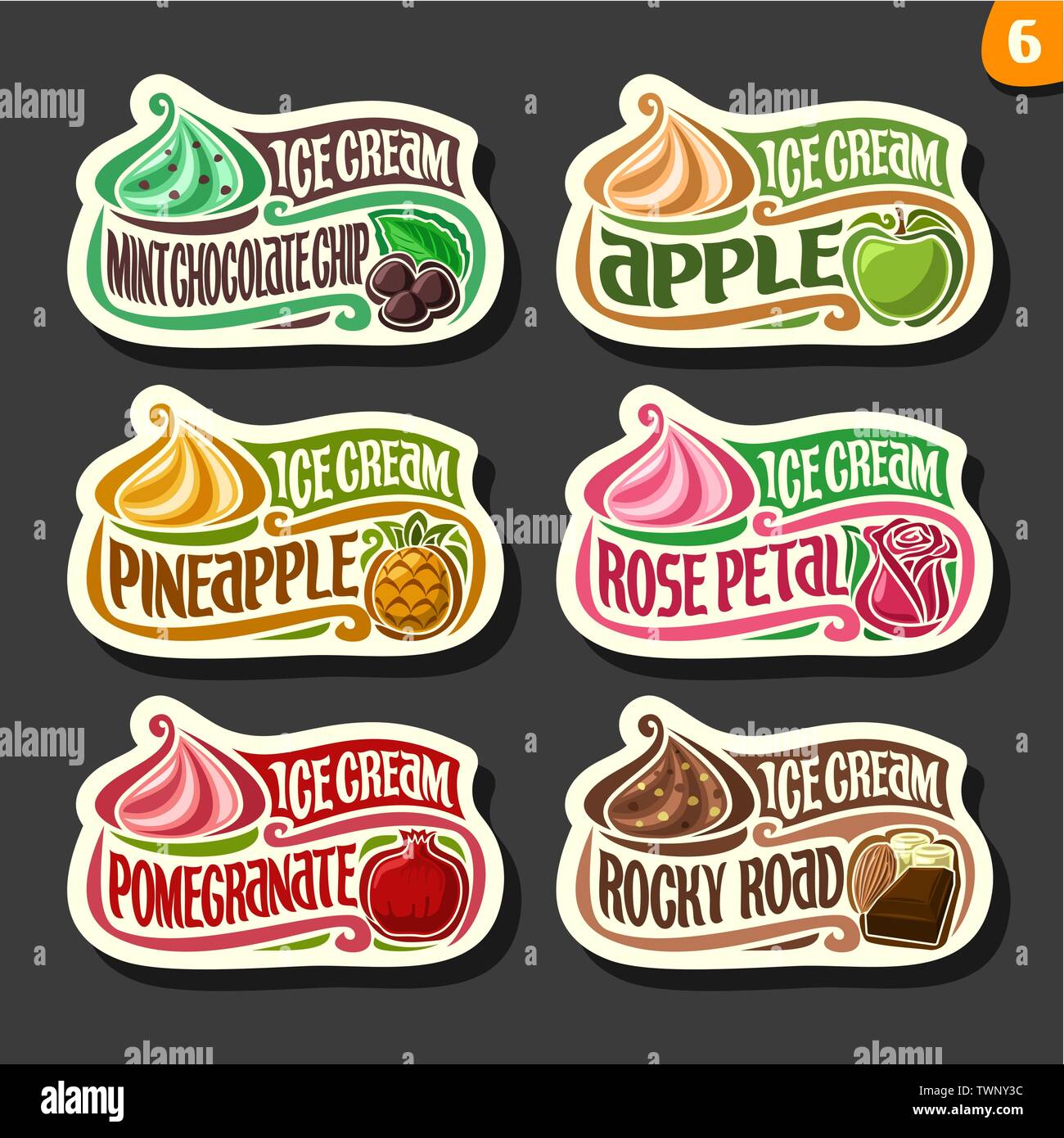 Vector set of fruit Ice Cream Stock Vector Image & Art - Alamy