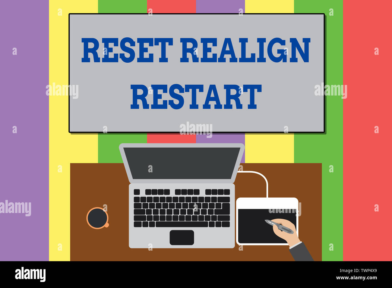 Text sign showing Reset Realign Restart. Business photo text Life audit ...