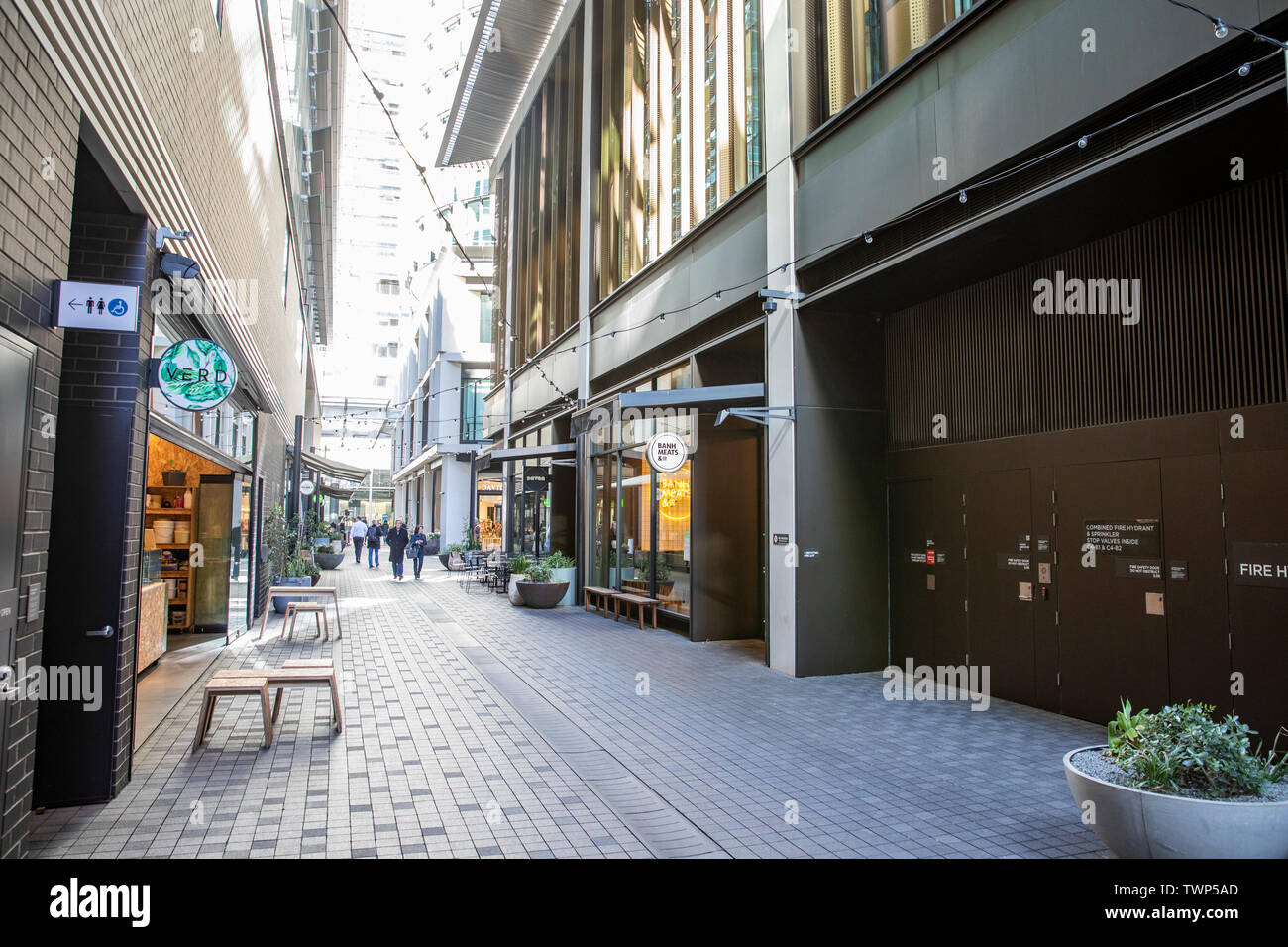 Streets of Barangaroo office and retail precinct in Sydney city centre ...