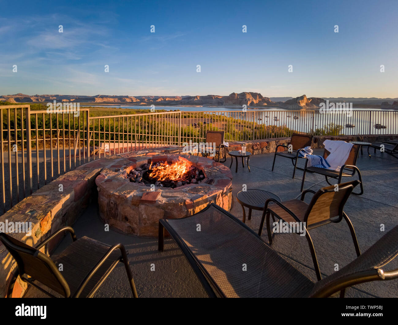 Campfire, sunrise around Lake Powell Resorts & Marinas at Page, Arizona ...