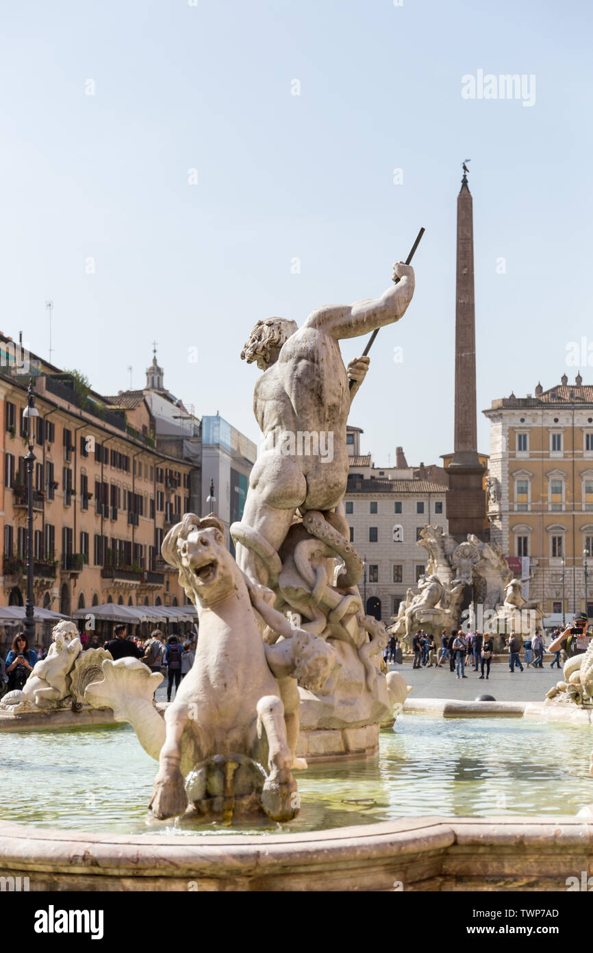 ROME, ITALY - APRIL 27, 2019: The Fountain of Neptune (Italian: Fontana ...