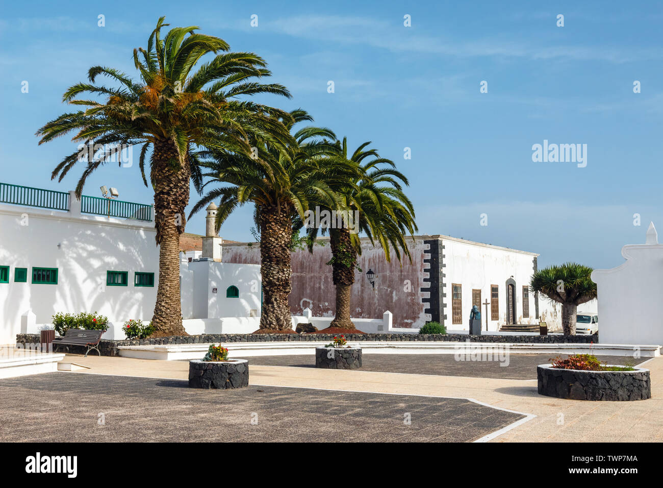city center of Teguise, former capital of the island of Lanzarote Stock ...