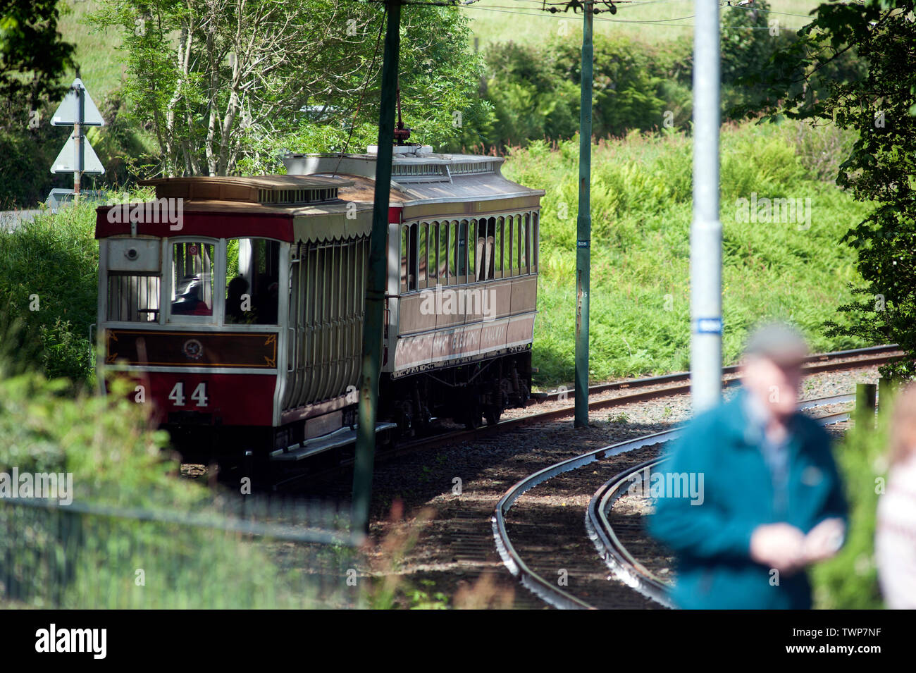 Electric Tram, The Dhoon station, Isle of Man, British Isles Stock ...