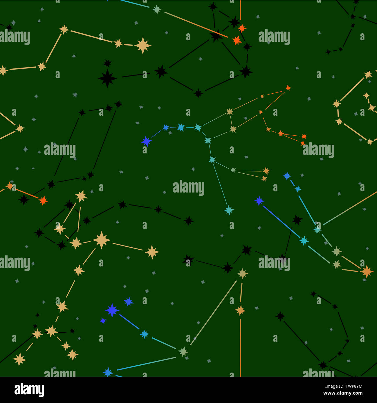 seamless pattern with constellation and stars Stock Photo - Alamy