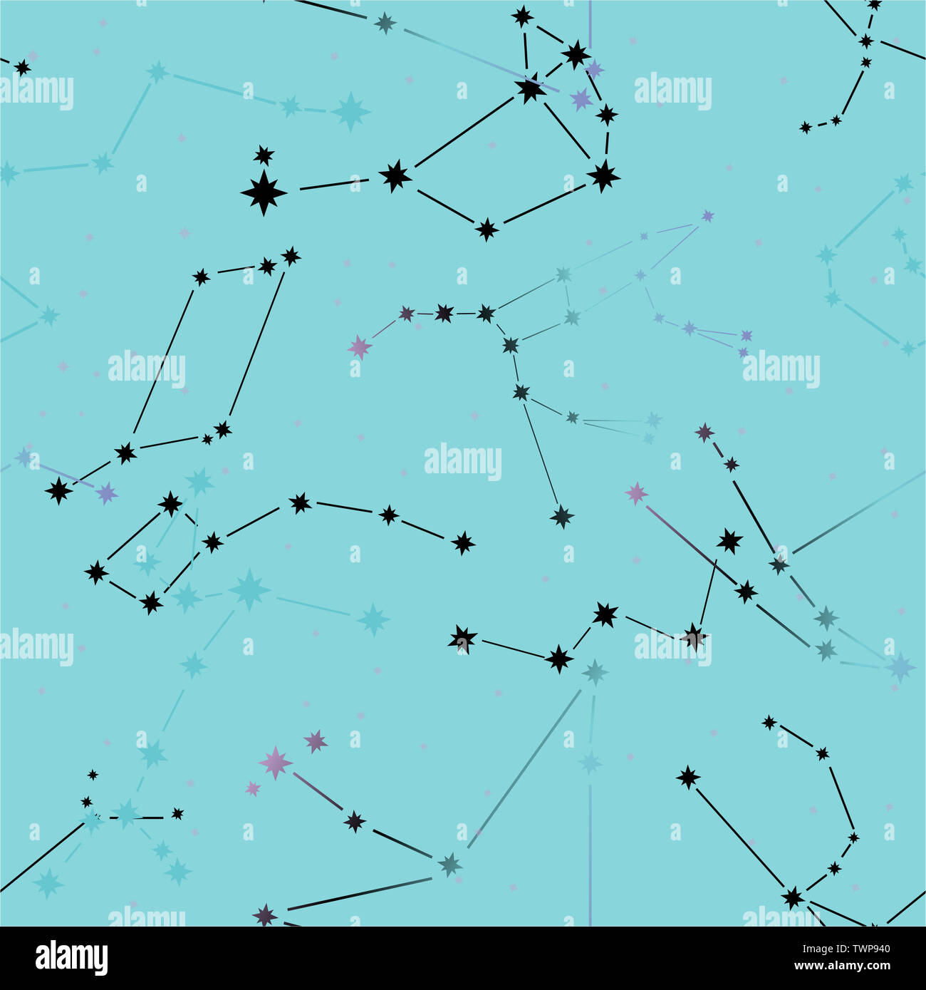 seamless pattern with constellation and stars Stock Photo - Alamy