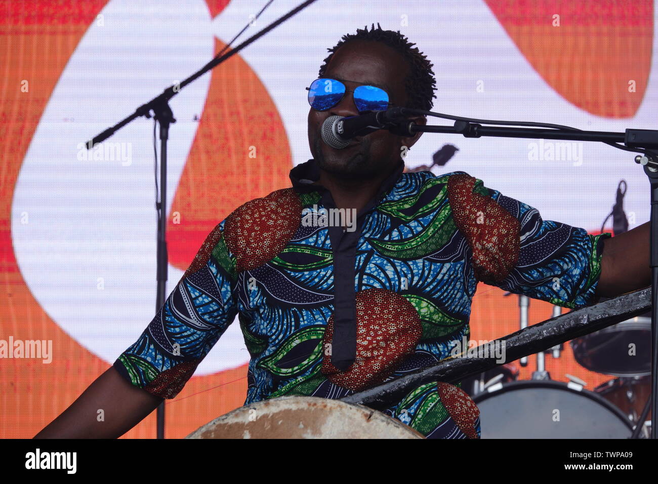 Sefton Park, Liverpool, UK. 22nd June 2019. Malawi's Gasper Nali plays ...