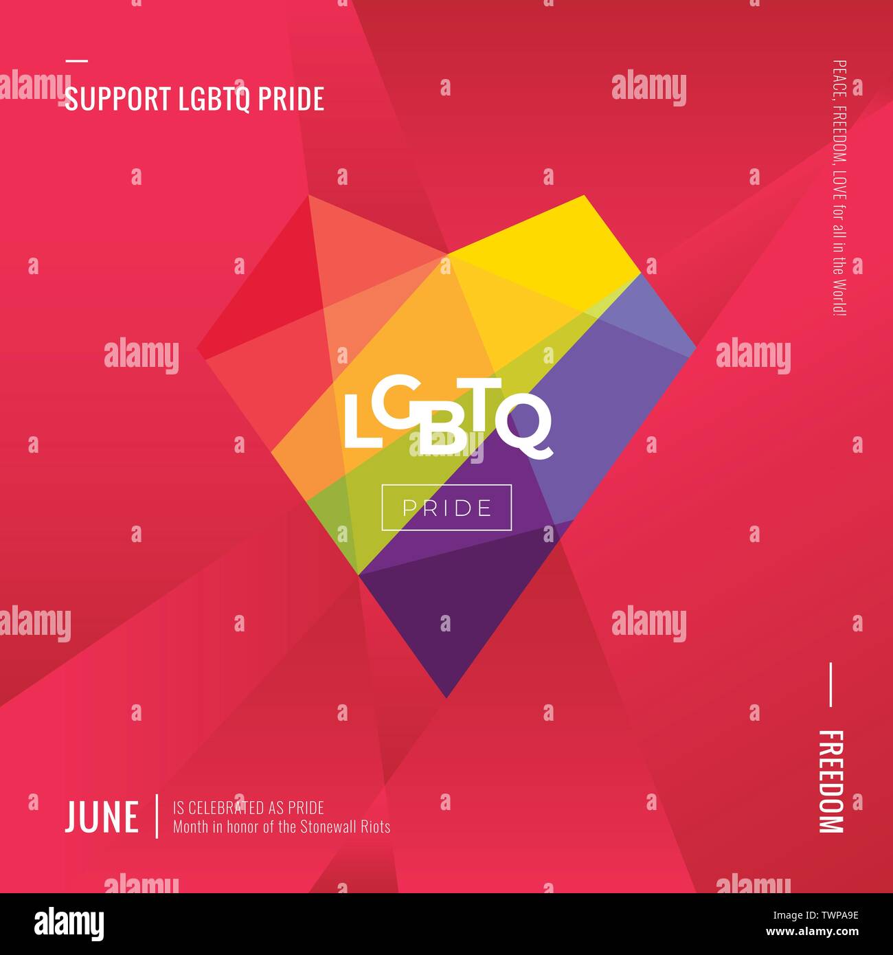 Support LGBT Pride. Rainbow abstract. Big colorful heart. Vector ...