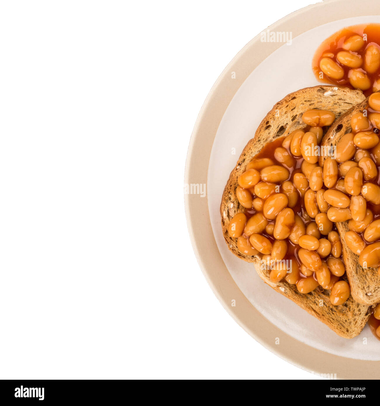 Traditional Snack of Baked Beans on Toast Served on a Plate Stock Photo ...