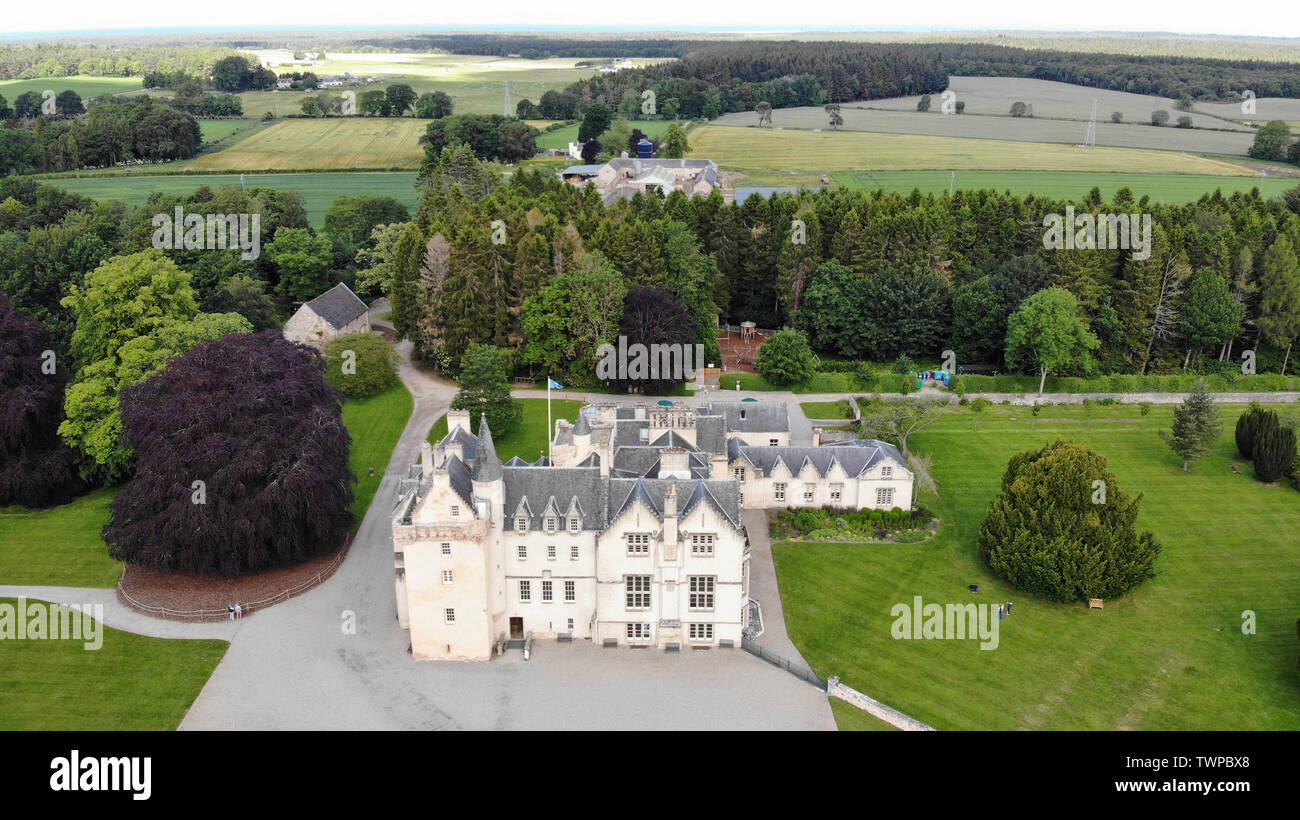 Forres, UK, 22 June 2019. Brodie Castle locator general view GV. Credit ...