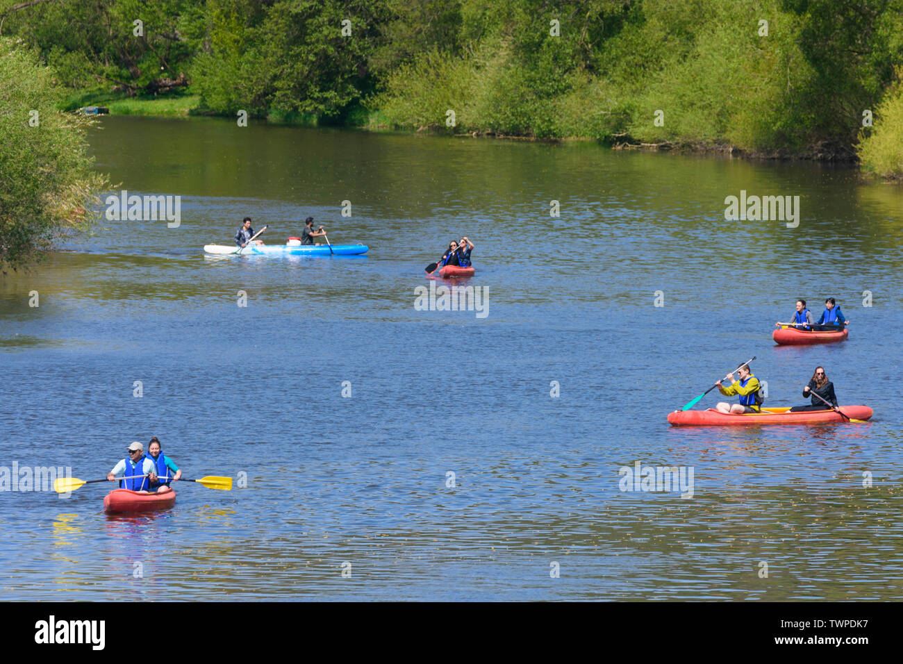 Beroun (Beraun) : canoe, canoeist at river Berounka in , Stredocesky ...