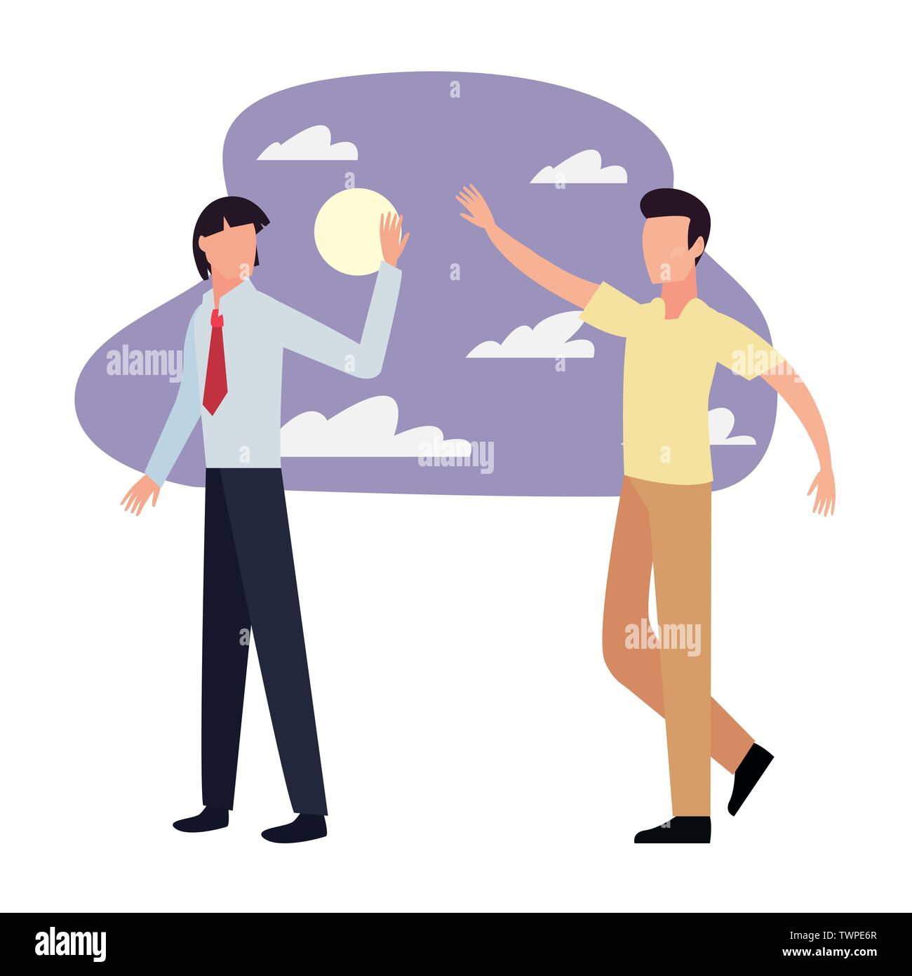 business men waving hands characters team work vector illustration ...