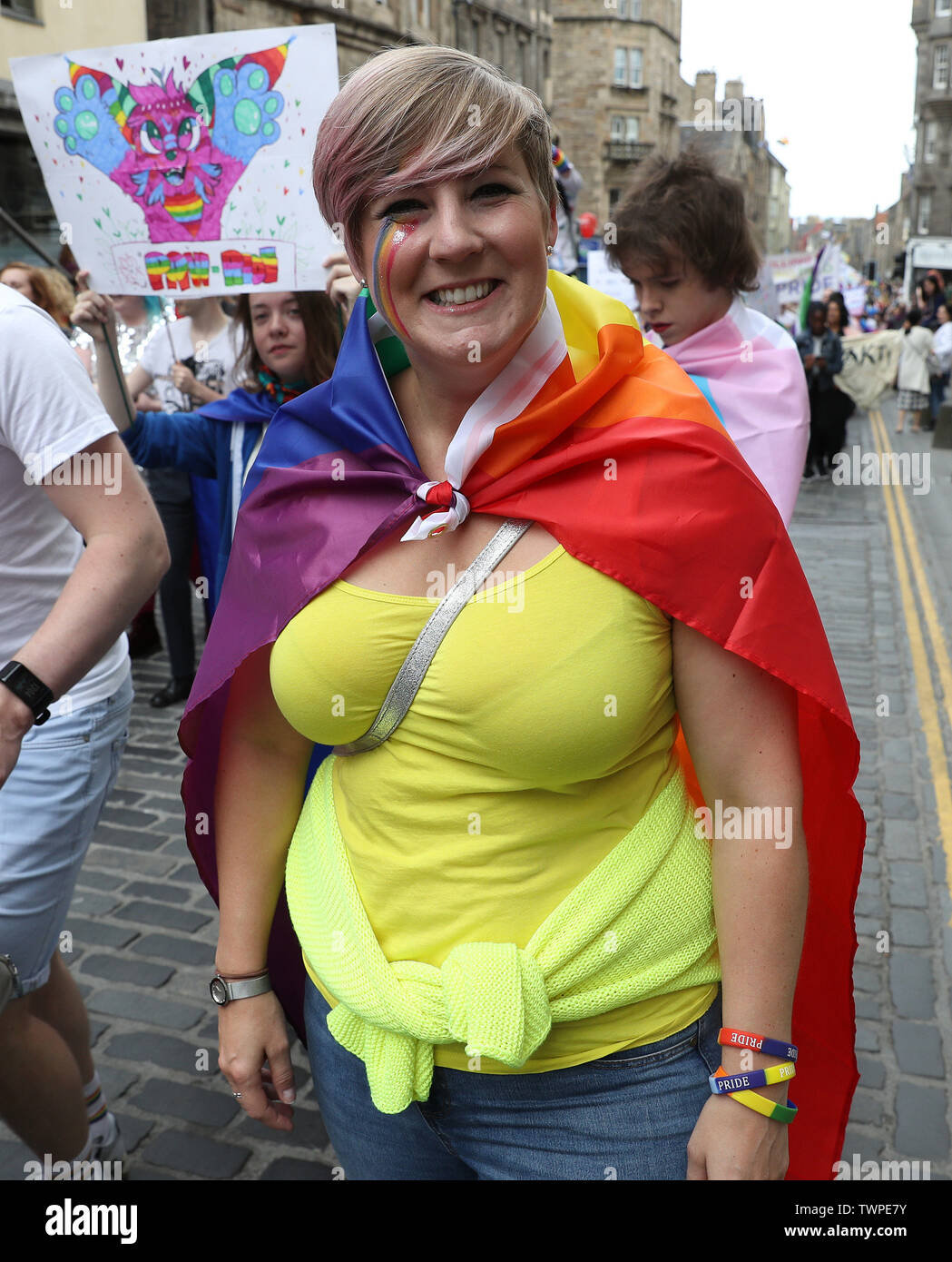 SNP MP Hannah Bardell at a Pride rally outside the Scottish Parliament ...