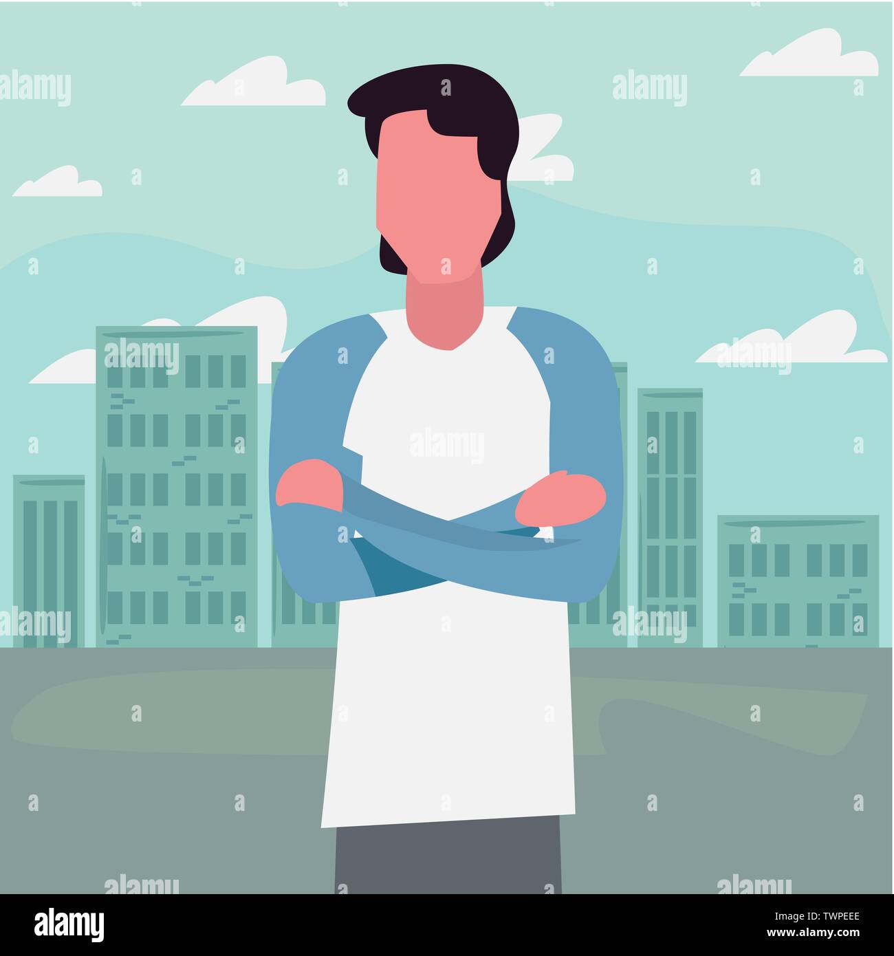 man standing in the city street activity outdoors vector illustration ...
