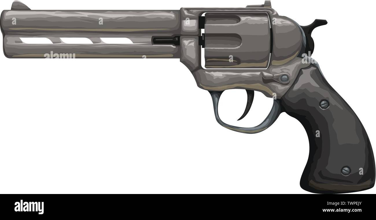 dark vintage revolver isolated on white Stock Vector Image & Art - Alamy