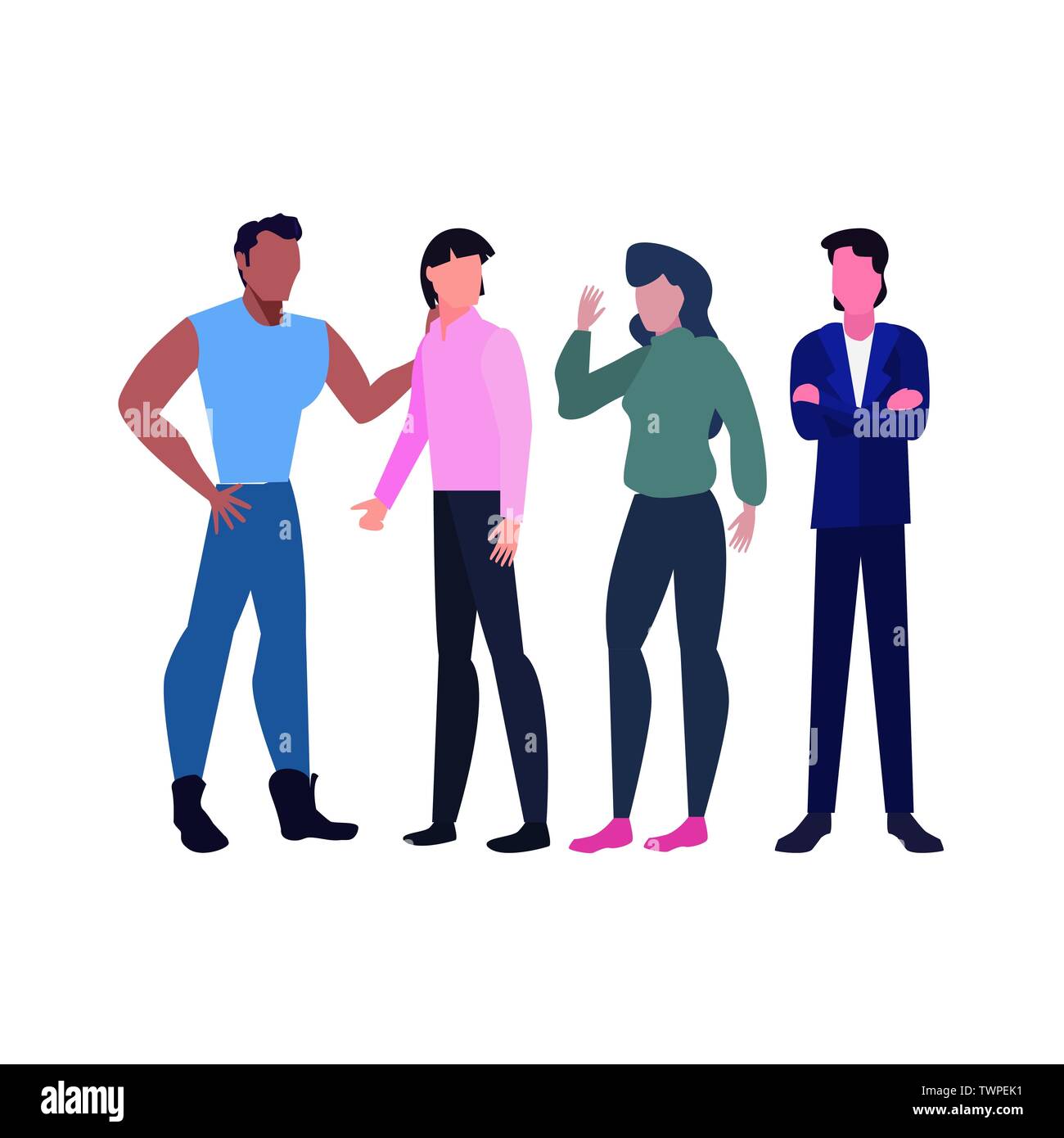 group men and women characters team work vector illustration Stock ...