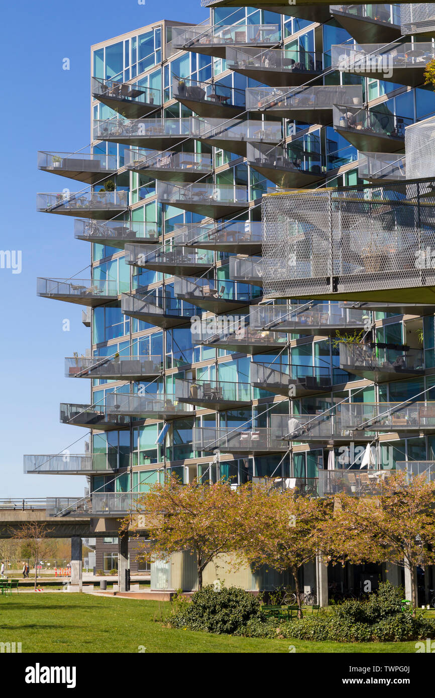 Modern architecture building in Orestad, Copenhagen, with triangular ...