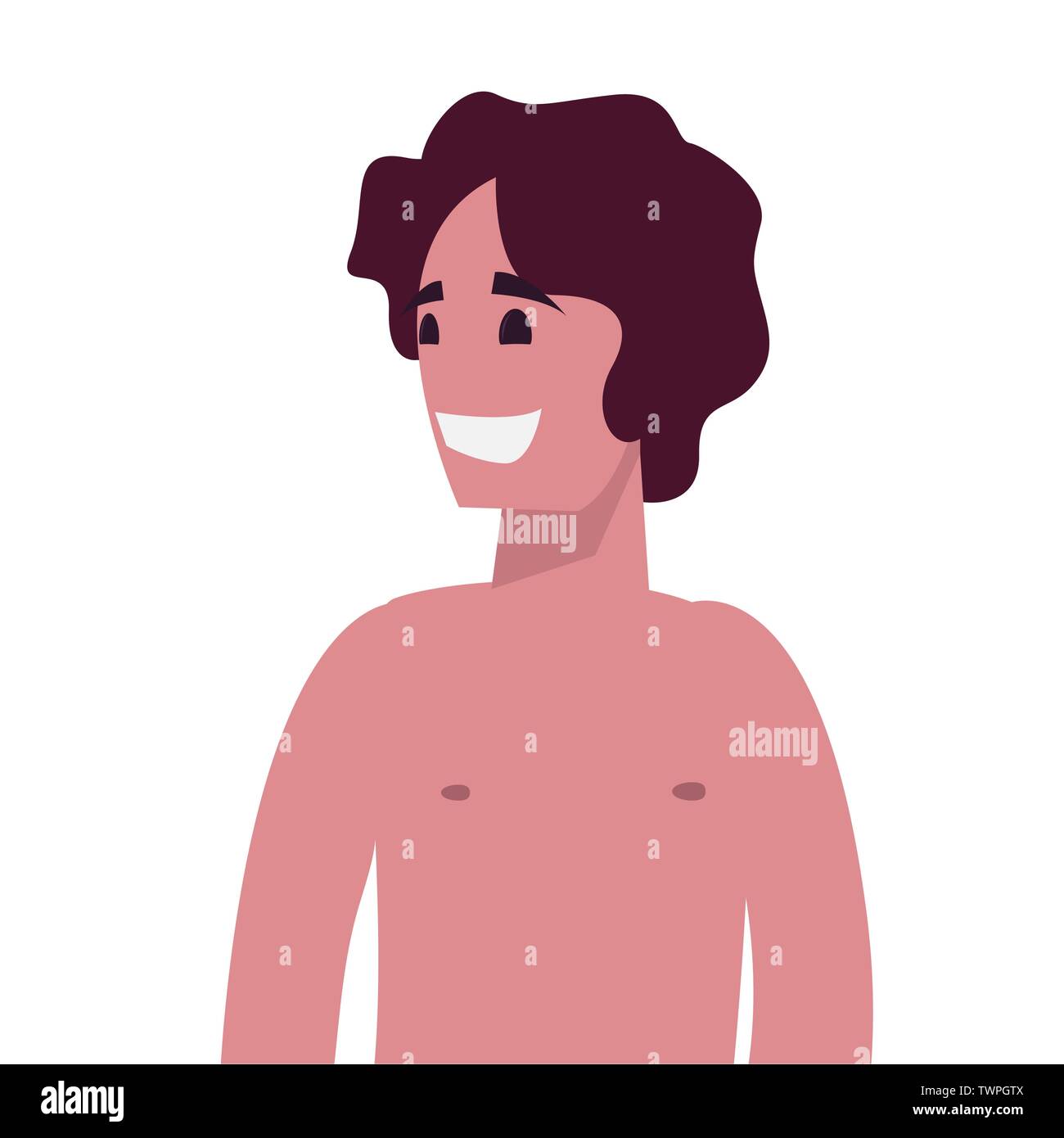 portrait man shirtless character on white background vector ...