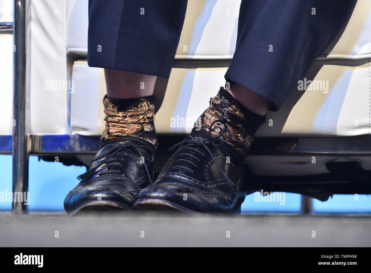 The feet of Conservative party leadership candidate Boris Johnson, who ...