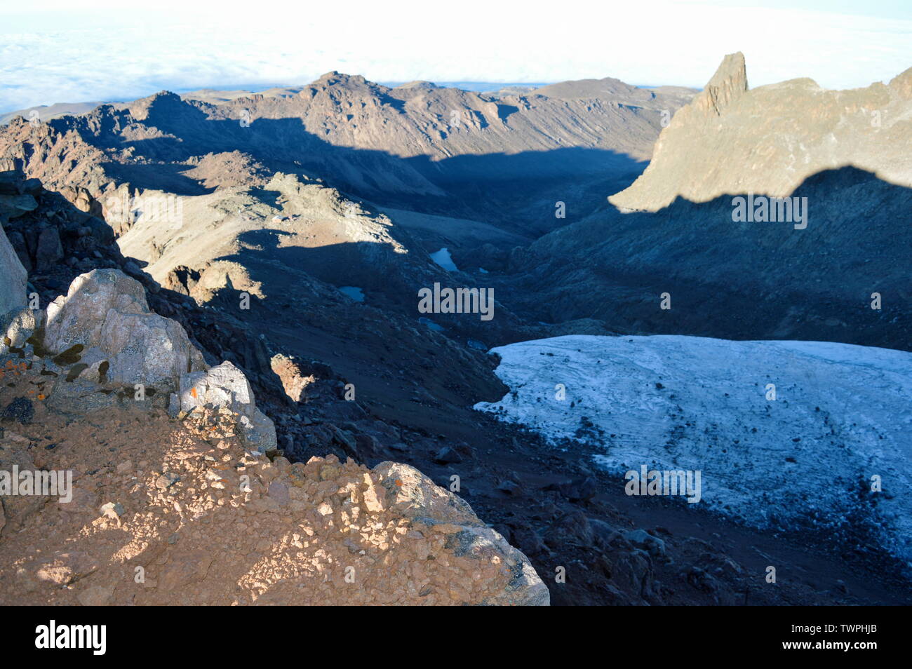 Scenic mountain landscapes agaist sky, Mount Kenya National Park, Kenya ...
