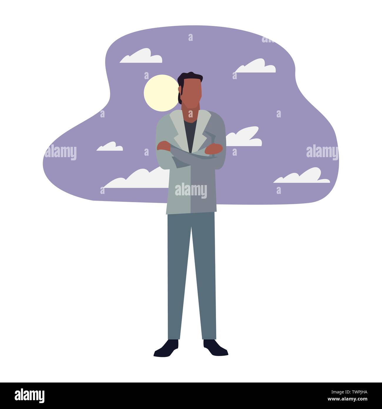 man character portrait cartoon outdoor vector illustration Stock Vector ...