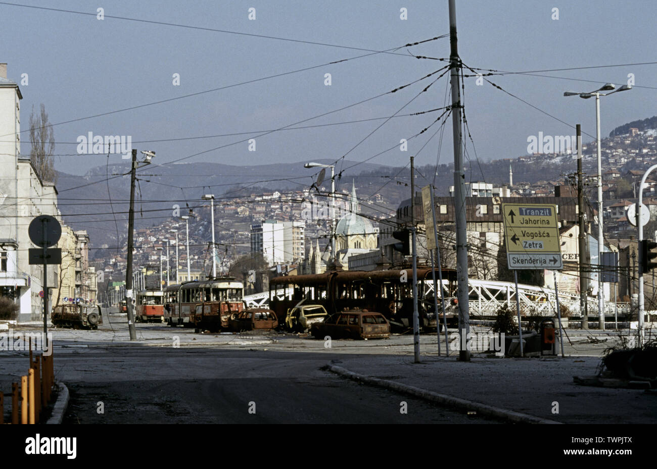 15th March 1993 During the Siege of Sarajevo: the scene of destruction ...
